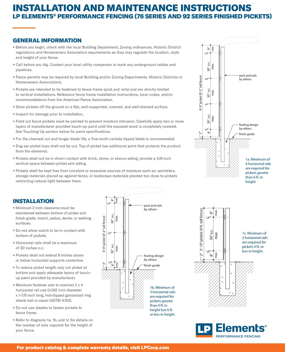 LP Elements Install Instructions 76 and 92 Series - Capital Forest Products