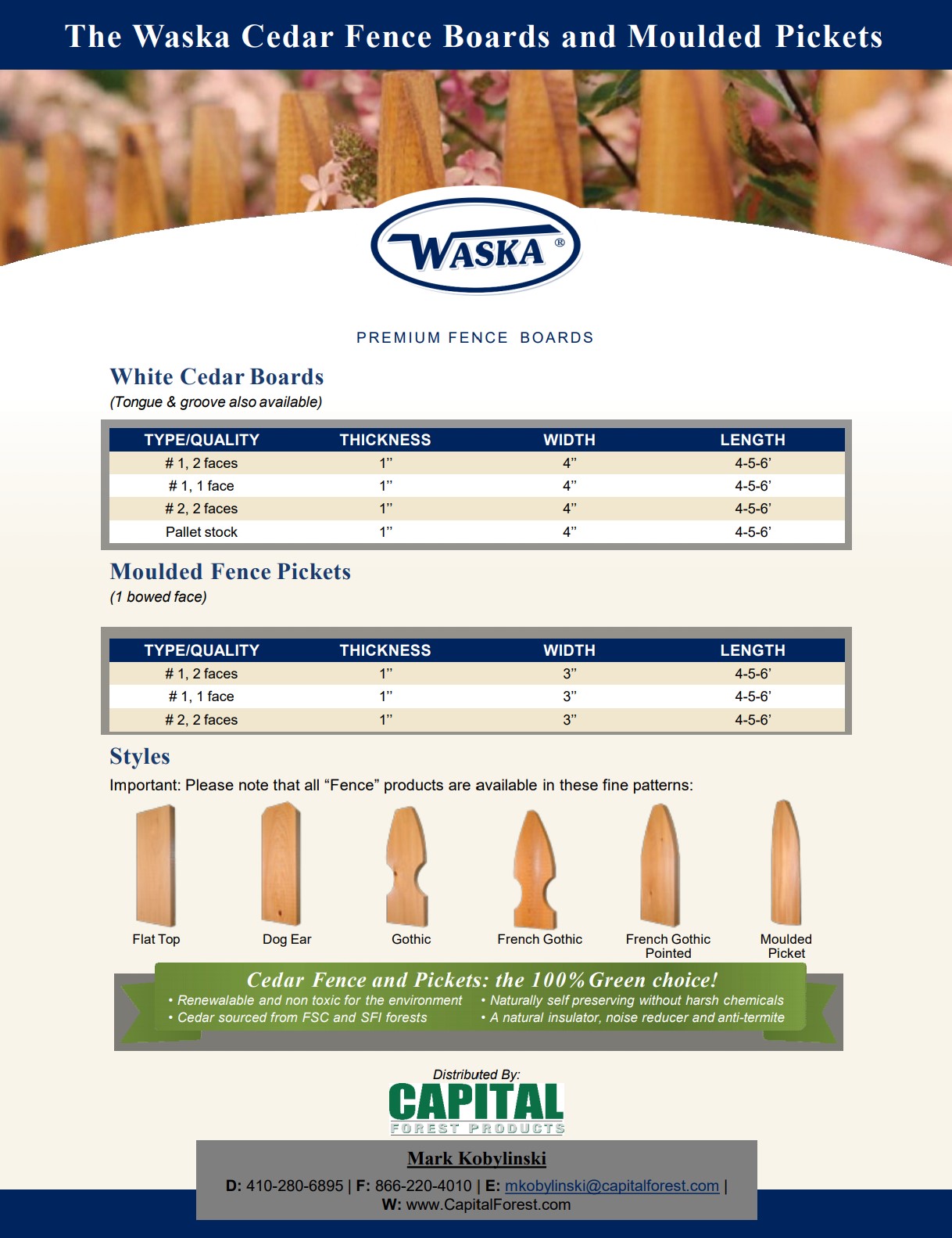 Waska Cedar Fence Boards - Capital Forest Products